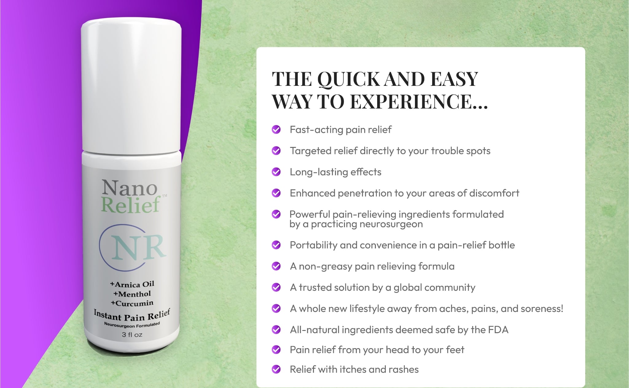 Nano Relief: All-Natural, Fast-Acting Pain Roll-On